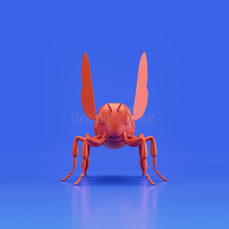 Bee Monochrome Single Color Insect. Red Color Single Varmint from Front ...