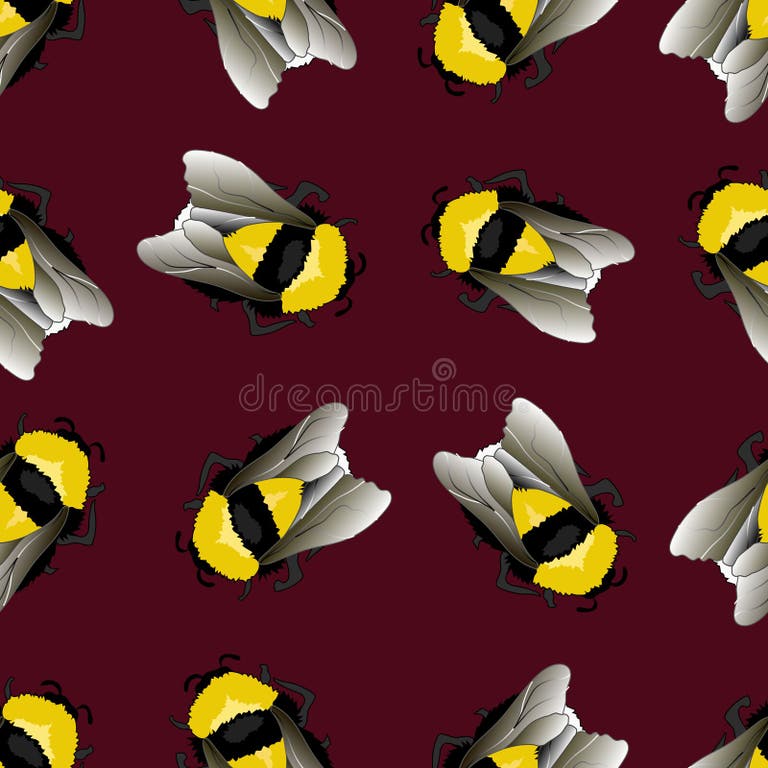 Bee Pattern Background. Seamless Pattern, Funny Bumblebees Stock Vector ...