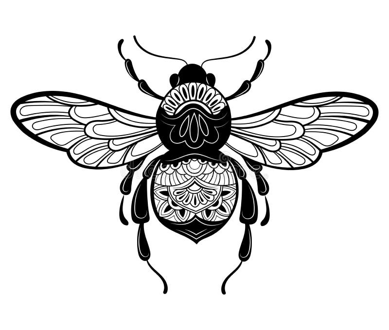 Zentangle Bee Stock Illustrations – 367 Zentangle Bee Stock ...