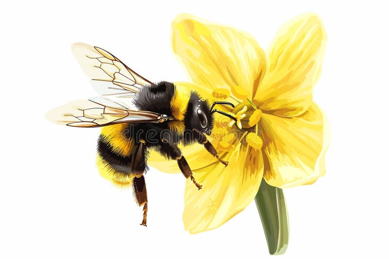 Bee Pollinating Early Spring Flower Isolated Vector Style Stock Vector ...