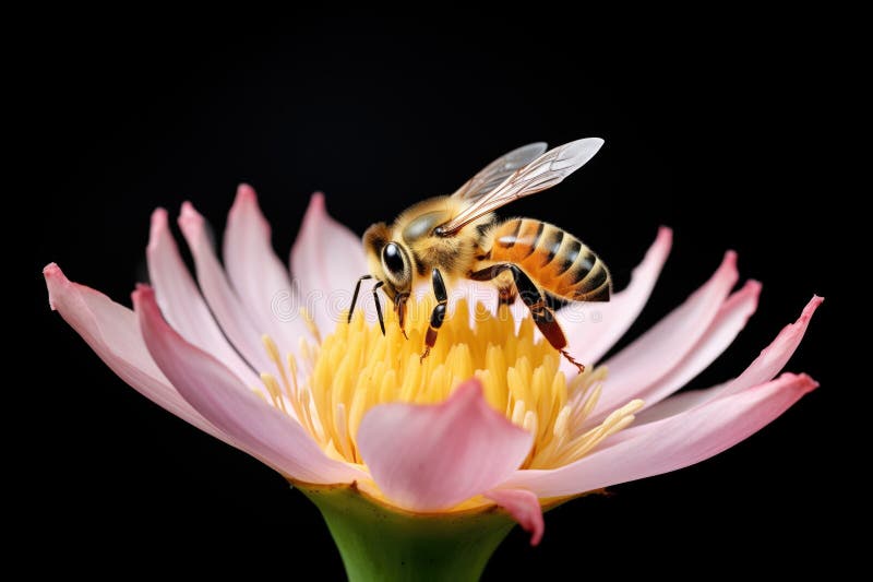 Bee Pollinating Large, Modified Flower Stock Photo - Image of nectar ...