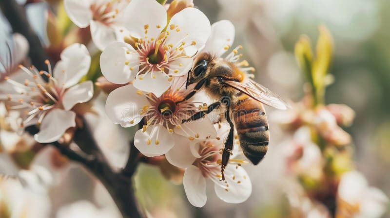 Bee Pollination and Ecosystem Health Stock Illustration - Illustration ...