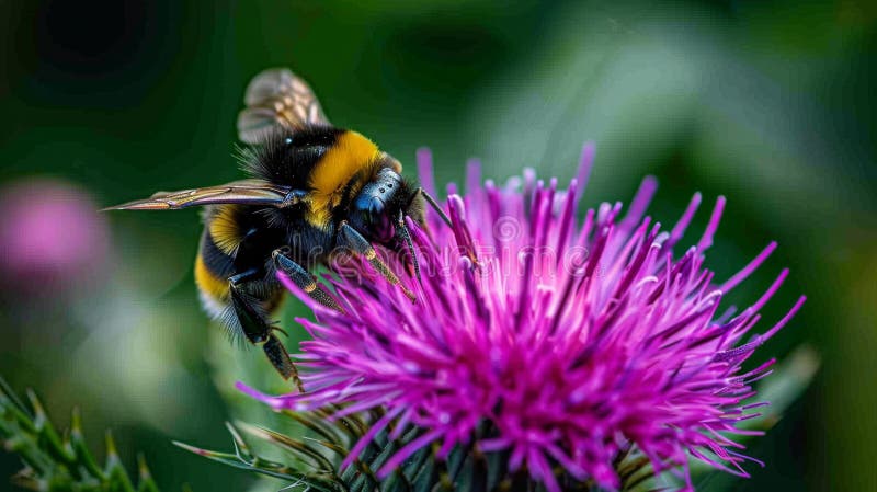 The Bee on Purple Flower. AI Generated Stock Illustration ...