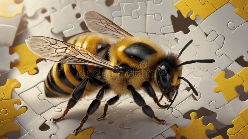 Bee on Puzzle - Environmental Concept Stock Illustration - Illustration ...