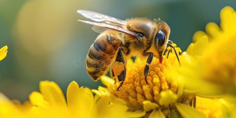 Bee Resting on Yellow Flower Stock Photo - Image of outdoors, nectar ...
