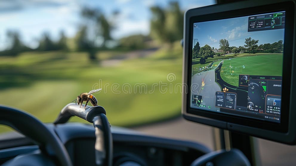 A Bee Rests on the Edge of a Steering Wheel Inside a Vehicle Stock ...
