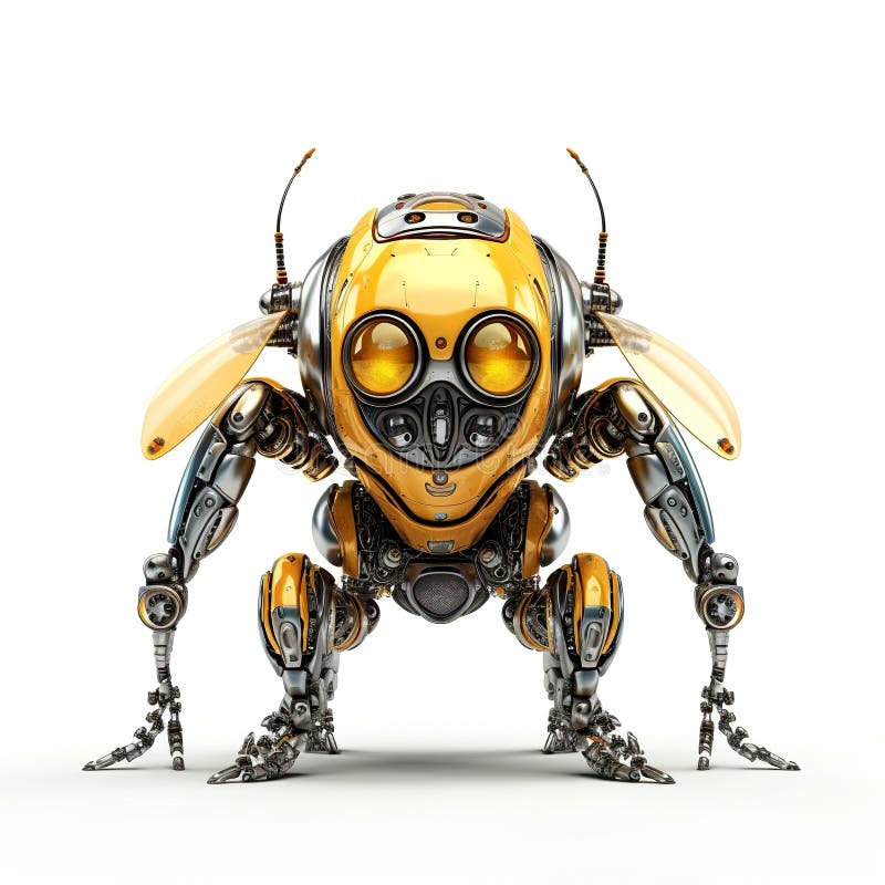 Bee Robot, Cute Robotic Insect Isolated Over White Background. Created ...
