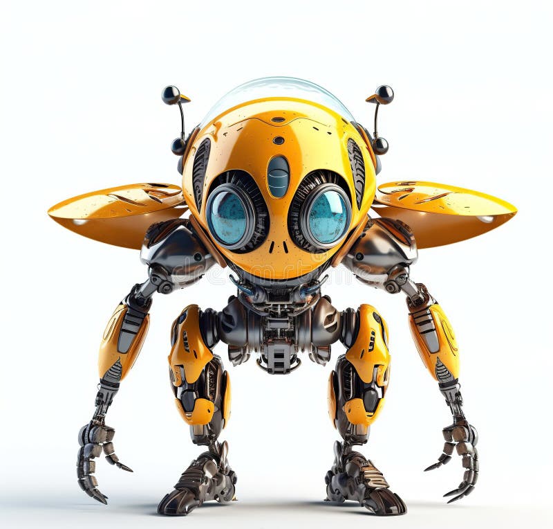 Bee Robot, Cute Robotic Insect Isolated Over White Background. Created ...