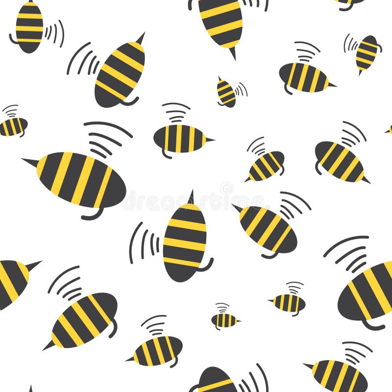 Bee Vector Seamless Pattern. Hand Drawn Insect Background Stock Vector ...