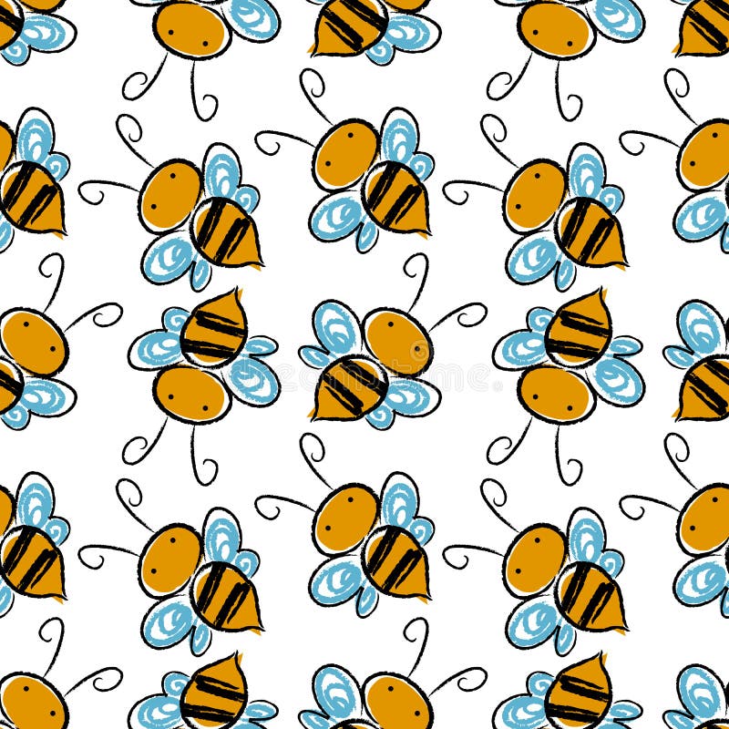 Bee Seamless Vector Pattern. Stock Vector - Illustration of flower, flying: 205127229