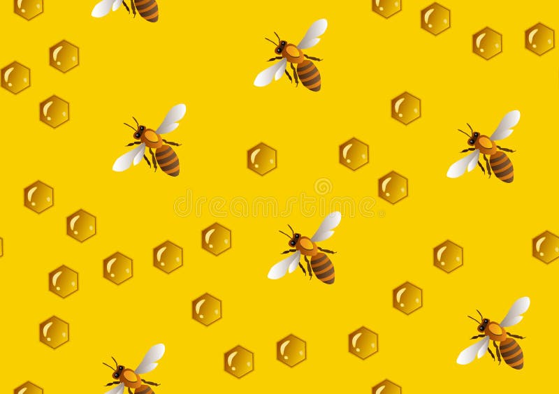 Bee Seamless Pattern Background . Vector Bee Background Stock Vector ...