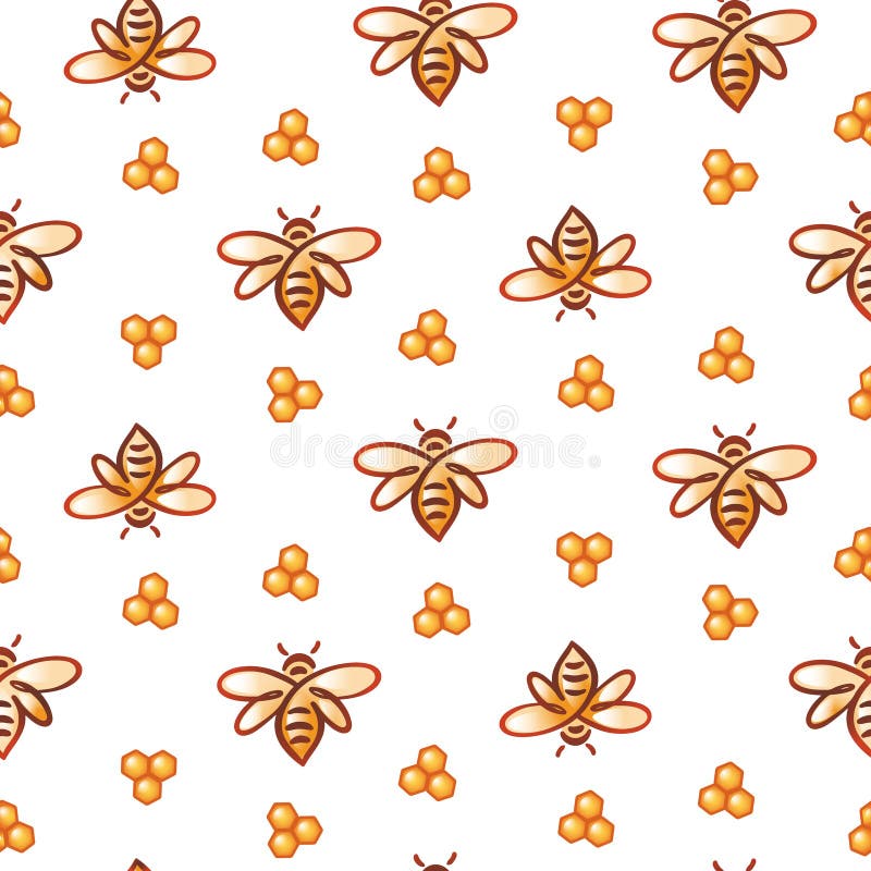 Bee Seamless Pattern. Honey . Bee Illustration. Stock Illustration ...