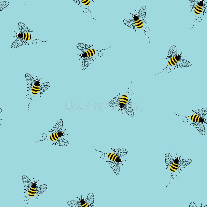 Bee Seamless Vector Background. Repeating Pattern with Bumblebees on a ...