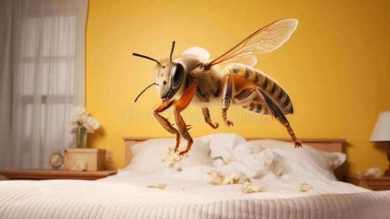 Bee Jumping on Bed Sheets stock illustration. Illustration of ...