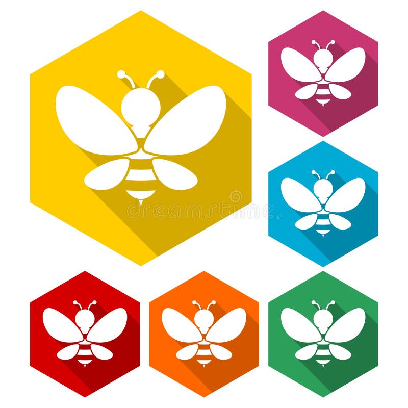 Bee sign icons set stock vector. Illustration of isolated - 117492250