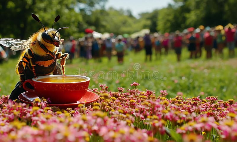 Bee Sipping Tea Amidst a Crowd Stock Footage - Video of ...