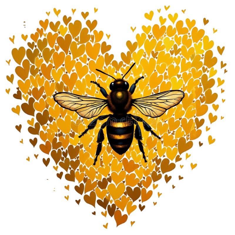 A Bee Sits at the Center of a Heart Shape Formed by Numerous Small ...