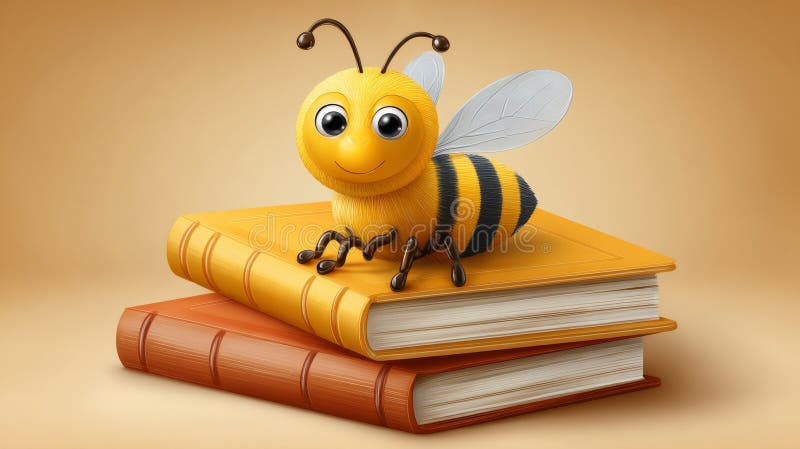 A Bee Sits on Top of a Tall Pile of Books, Completely Absorbed in ...