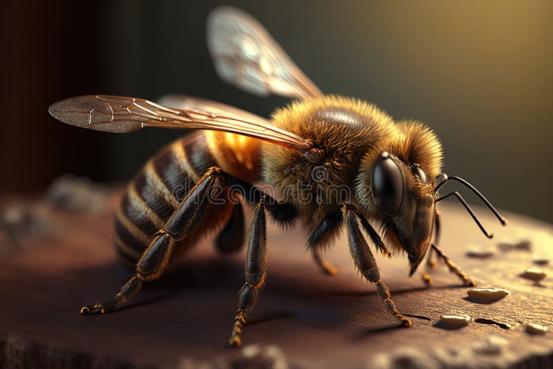 A Bee Sitting on Top of a Piece of Honey. Stock Illustration ...
