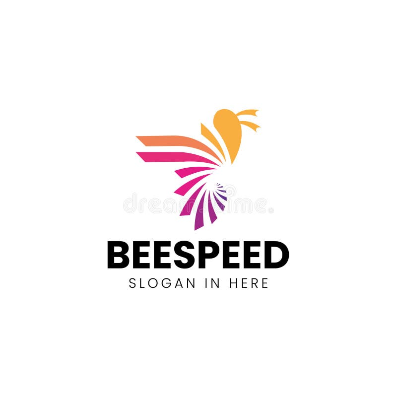 Bee Speed Logo with Geometric Art Style Design Illustration Stock ...