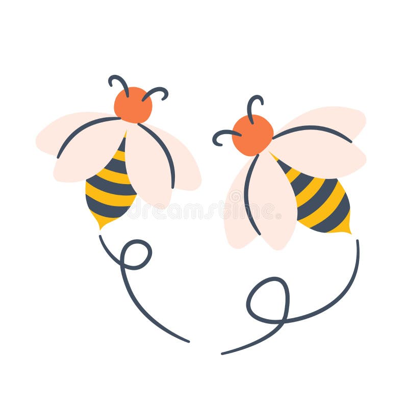 Bee Spring or Springtime Single Isolated Icon with Doodle Colorfull ...