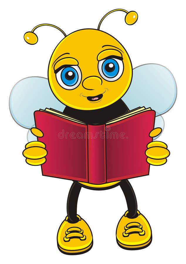 Bee stand a nd hold a book stock illustration. Illustration of honey ...