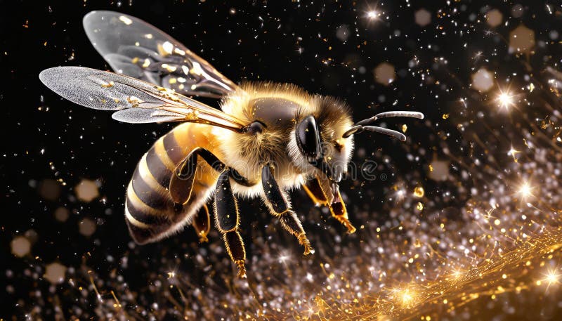 A Bee is Standing on a Surface with a Lot of Glitter Stock Illustration ...