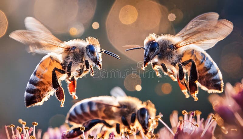 A Bee is Standing on a Surface with a Lot of Glitter Stock Illustration ...