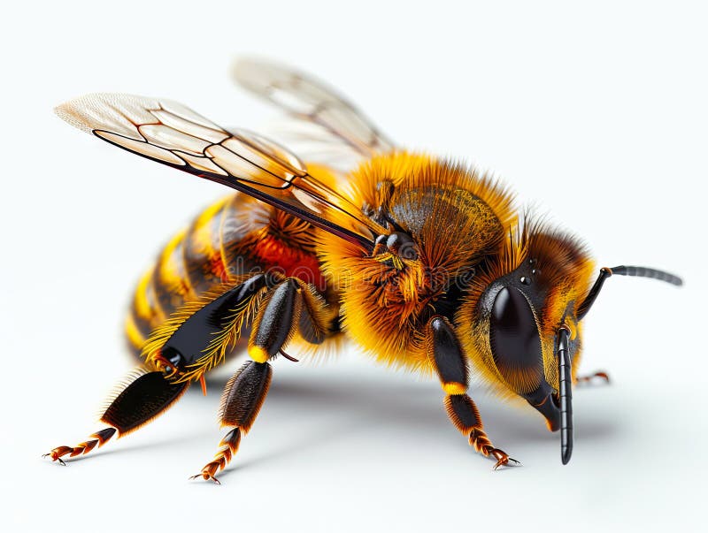 A Bee is Standing on a White Background Stock Image - Image of standing ...