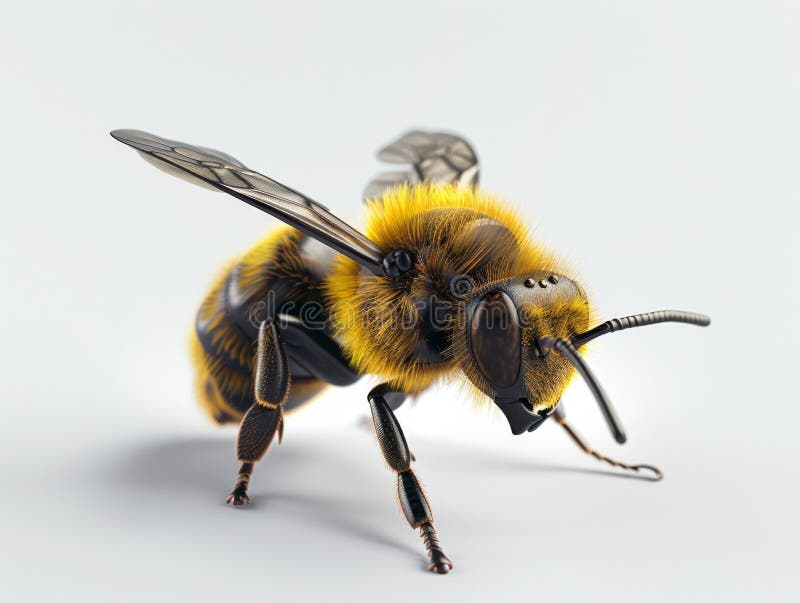 A Bee is Standing on a White Surface Stock Photo - Image of pollinator ...