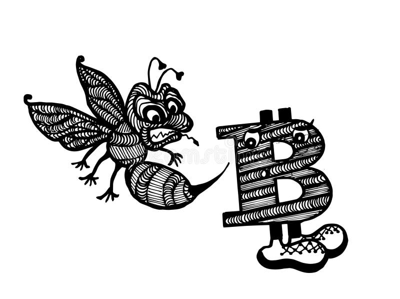 Bee stings bitcoin stock illustration. Illustration of artwork - 330235798