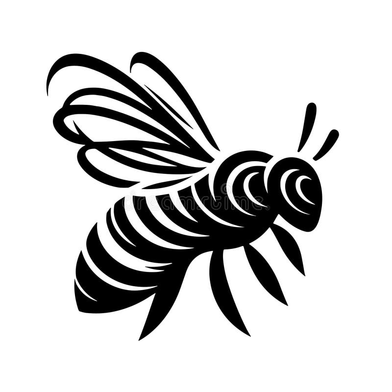 Bee Stylized Flying Tribal Design White Background with Copy Space (AI ...