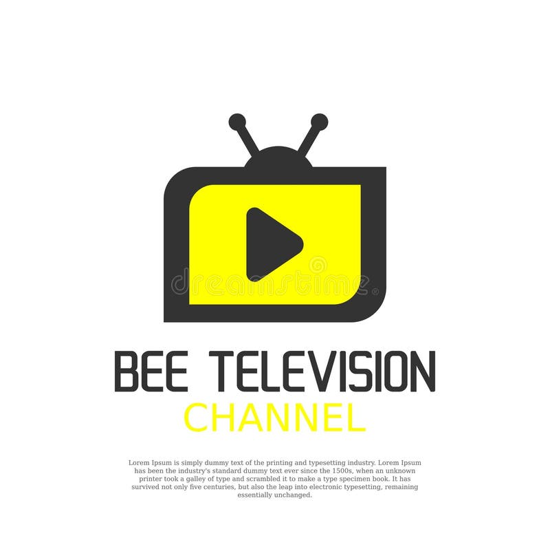 Bee Television Logo Design Template Stock Vector - Illustration of ...