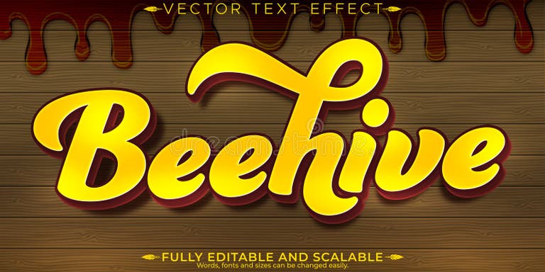 Bee Text Effect, Editable Honey and Beehive Text Style Stock Vector ...