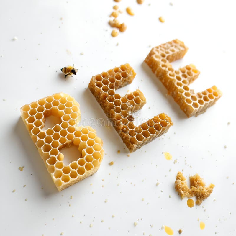 "Bee" Text with Honeycomb Stock Illustration - Illustration of organic ...