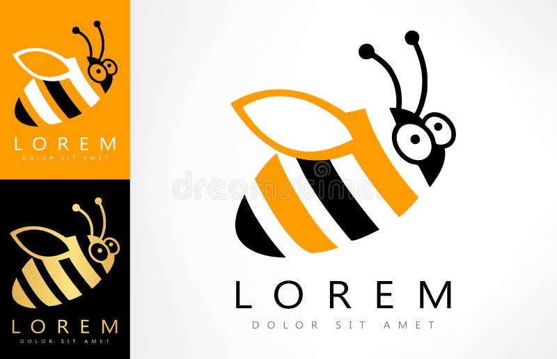 Happy Bee Open Wings and Fly for Logo Design Stock Illustration ...