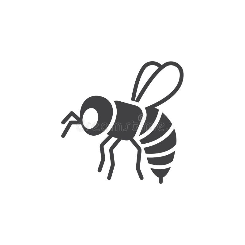Bee, Wasp Icon Vector, Filled Flat Sign Stock Vector - Illustration of ...