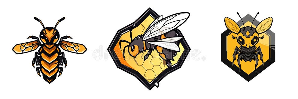 Bee Wasp Logo 2D AI Generated Stock Illustration - Illustration of ...