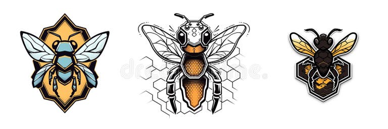 Bee Wasp Logo 2D AI Generated Stock Illustration - Illustration of ...