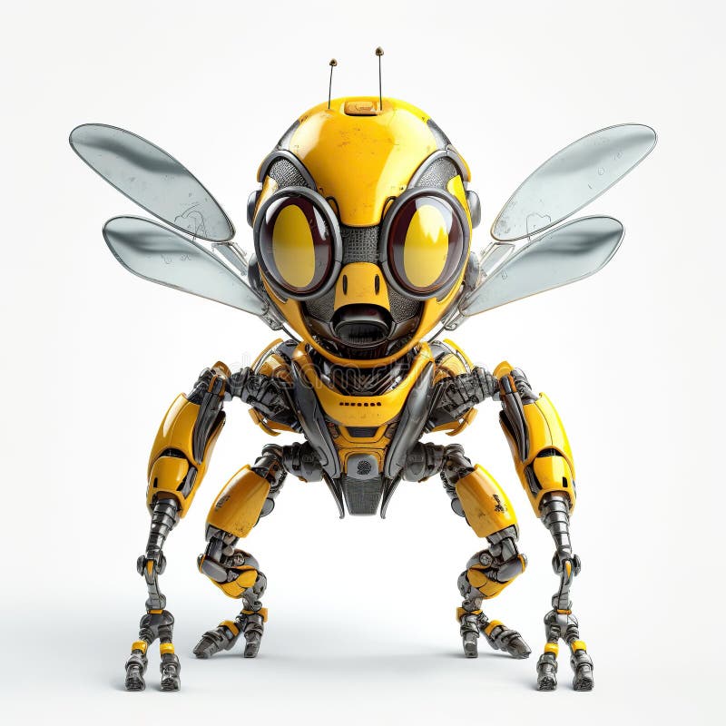 Bee or Wasp Robot, Robotic Insect Isolated Over White Background. AI ...