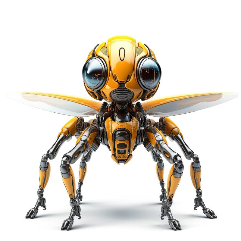 Bee or Wasp Robot, Robotic Insect Isolated Over White Background. AI ...