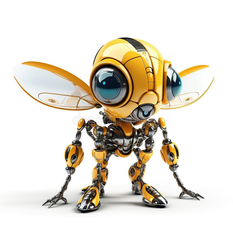 Bee or Wasp Robot, Robotic Insect Isolated Over White Background. AI ...