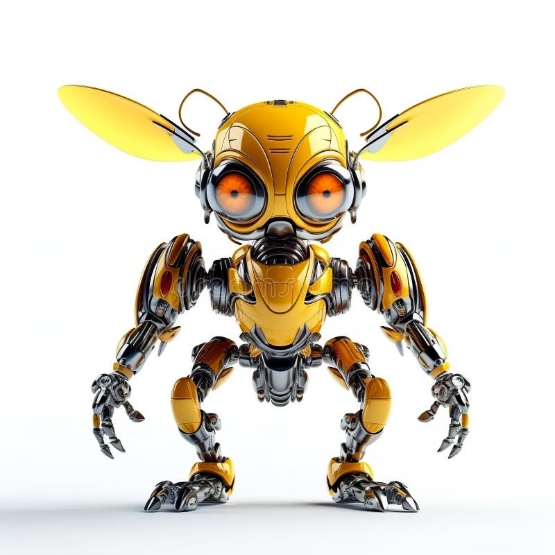 Bee or Wasp Robot, Robotic Insect Isolated Over White Background. AI ...
