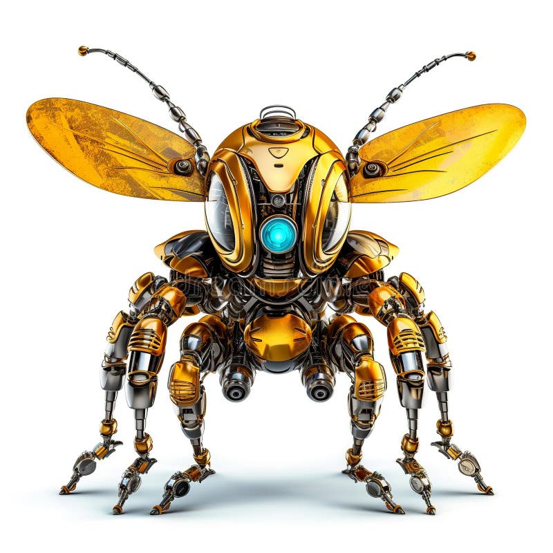Bee or Wasp Robot, Robotic Insect Isolated Over White Background. AI ...