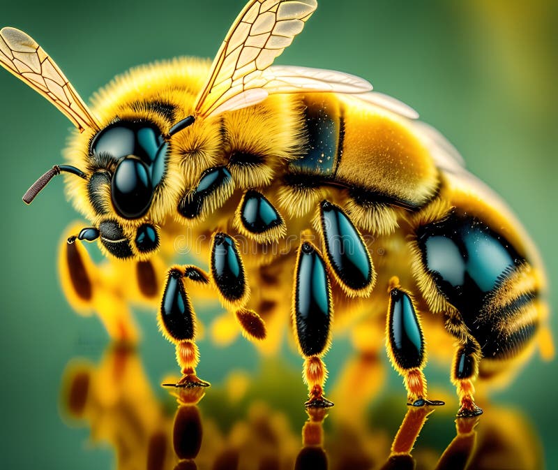 Bee on Water, Generative AI Illustration Stock Illustration ...