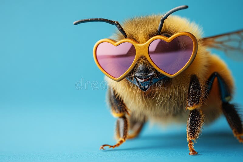 Bee Wearing Heart-shaped Sunglasses Stock Illustration - Illustration ...