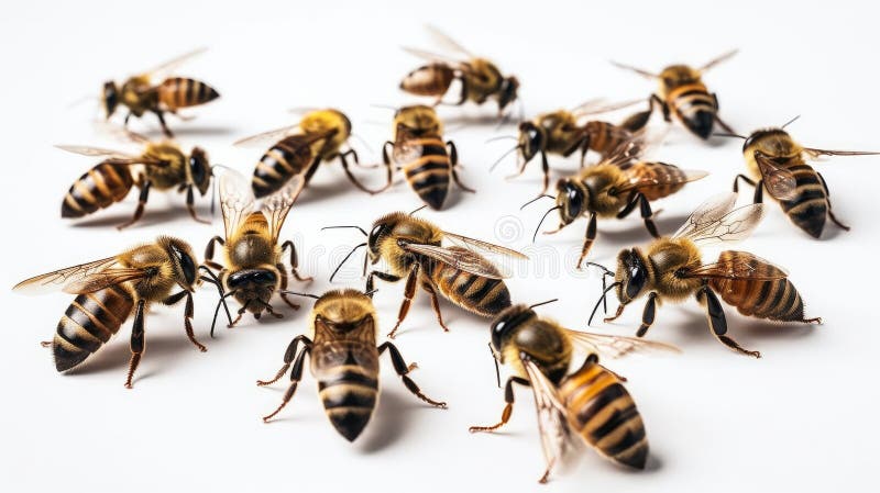 Bee on White Background. Generative AI Stock Illustration ...