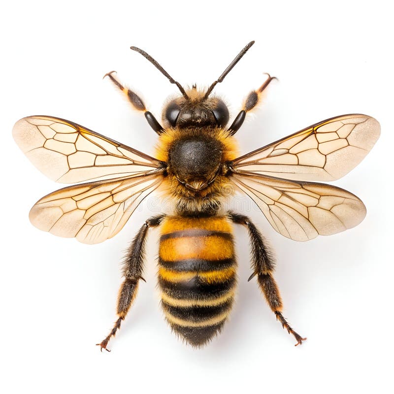 A Bee with Wings Spread Isolated on White Background Stock Illustration ...