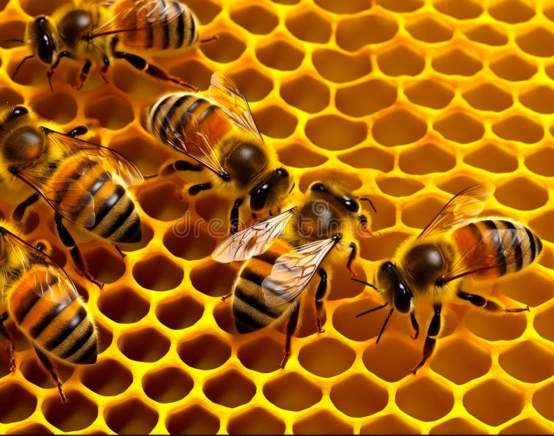 Bee are Working on Honeycomb. a Bunch of Bees that are on a Honeycomb ...