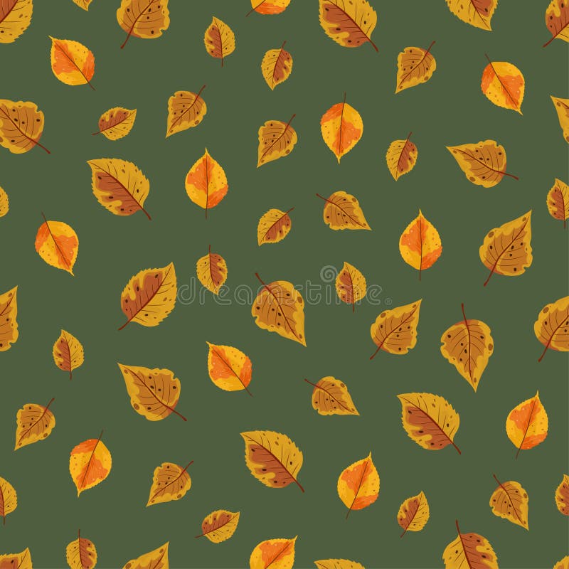 Beech Leaf Seamless Pattern. Flat Vector Clipart, Illustration Stock ...